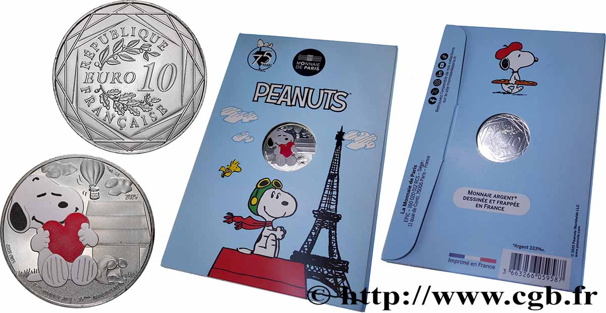 FRANCE 10 Euro 75 ANS DE SNOOPY 2025 Pessac feu_1072975 Euros