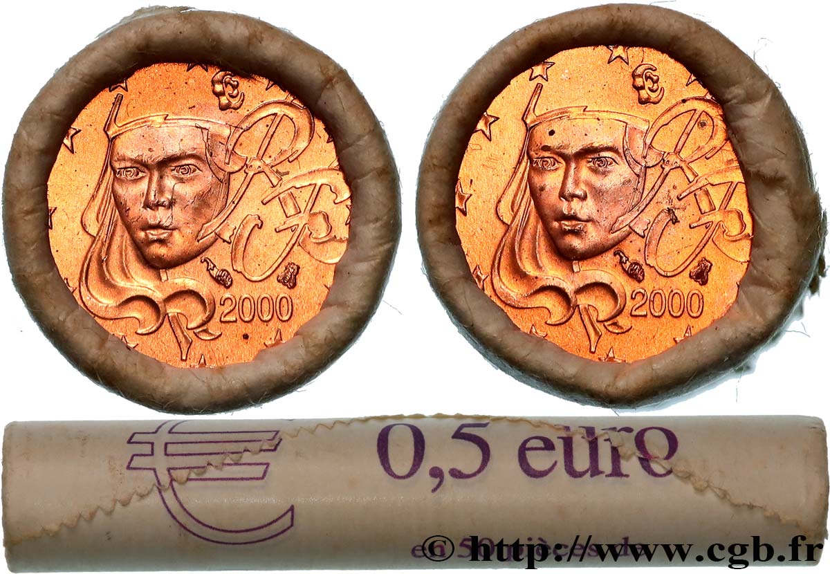 FRANCE Rouleau 50 x 1 Cent MARIANNE 2000 Pessac feu_987621 Euro coins