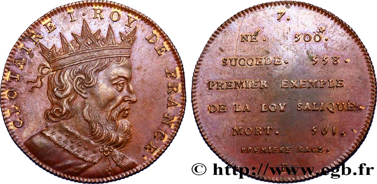 SÉRIE MÉTALLIQUE DES ROIS DE FRANCE Règne de CLOTAIRE Ier - 7 - frappe ...