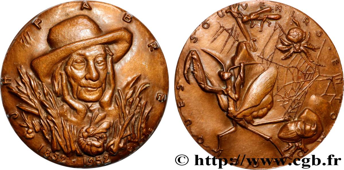 SCIENCES & SCIENTIFIQUES Médaille, Jean-Henri Fabre fme_1005862 Médailles
