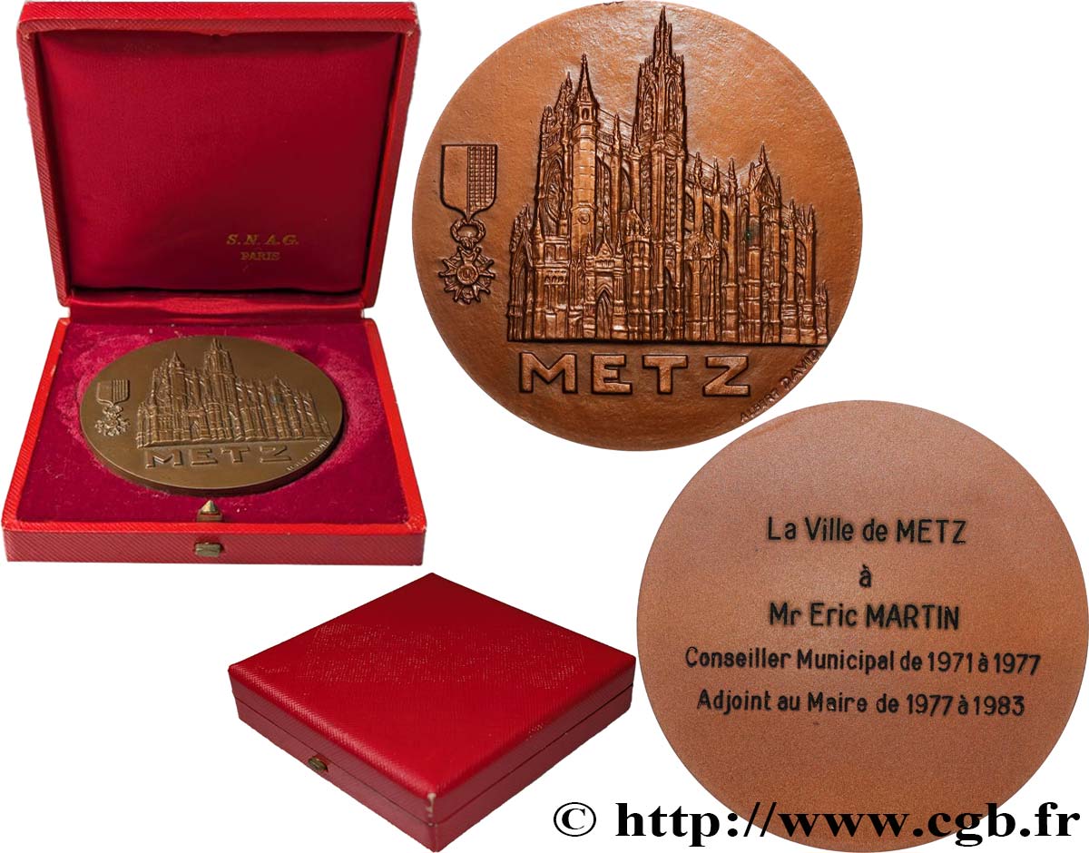 CINQUIÈME RÉPUBLIQUE Médaille, Ville de Metz à Mr Eric Martin fme ...