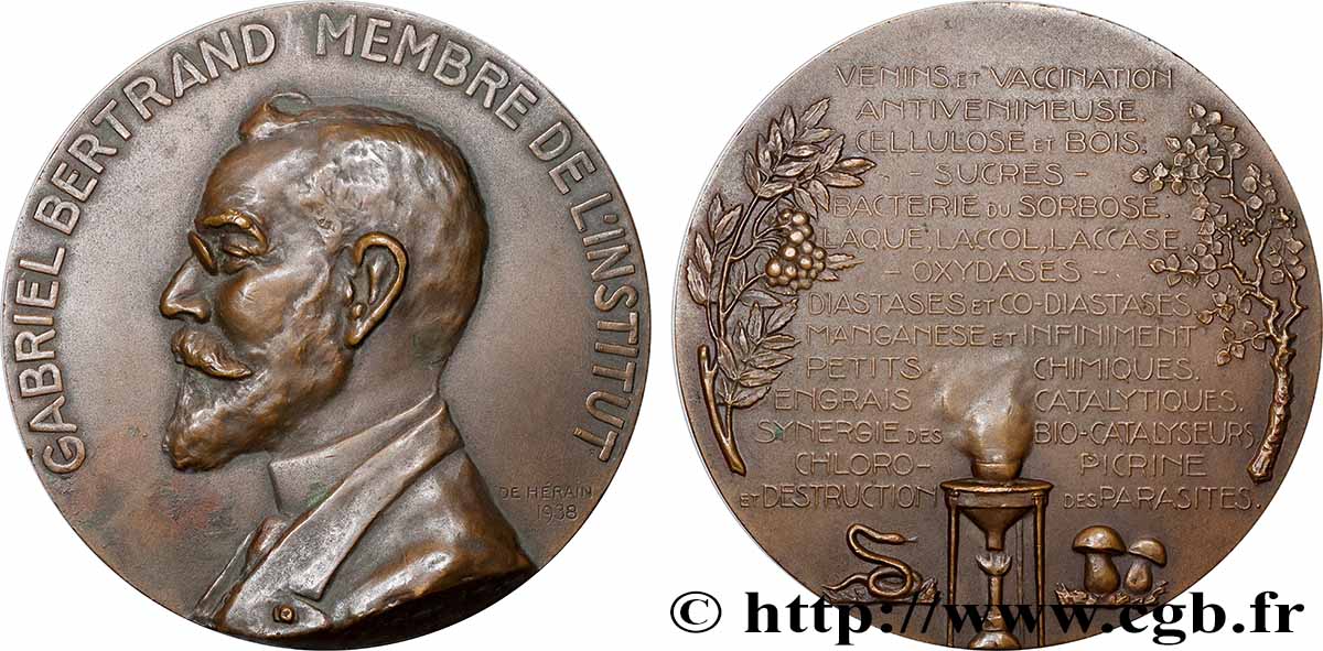 TROISIÈME RÉPUBLIQUE Médaille, Gabriel Bertrand, membre de l’institut ...