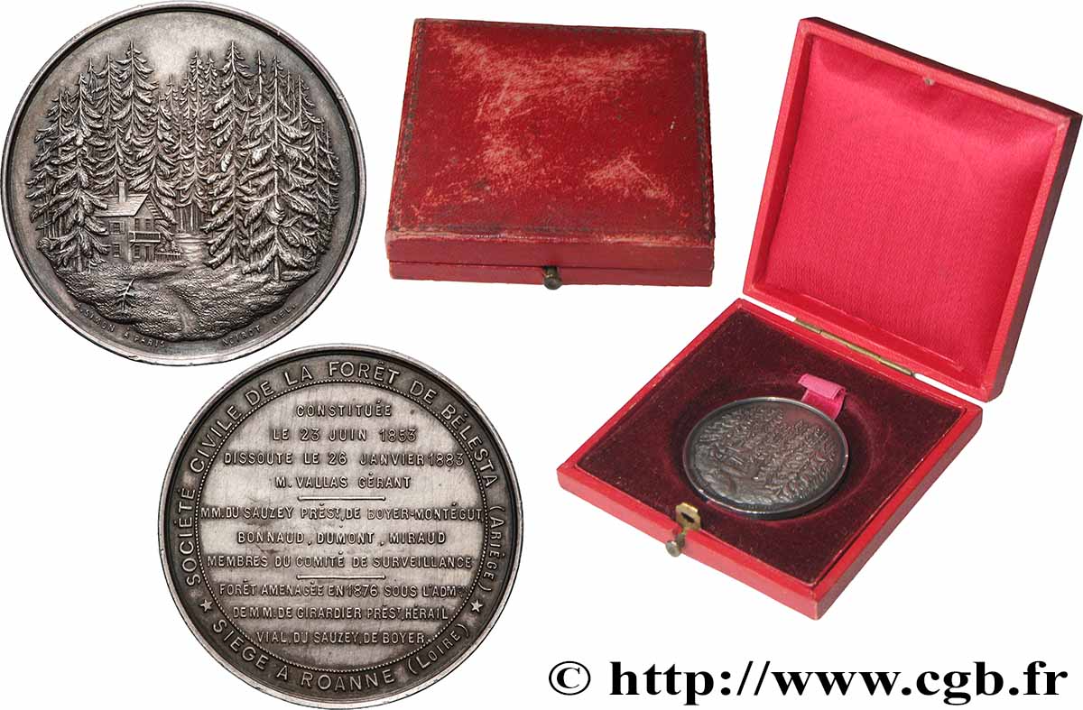 TROISIÈME RÉPUBLIQUE Médaille, Société civile de la forêt de Bélesta ...