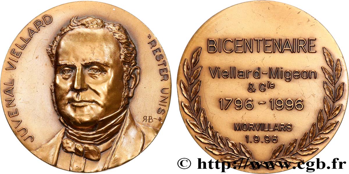 CINQUIÈME RÉPUBLIQUE Médaille, Bicentenaire de Viellard Migeon ...