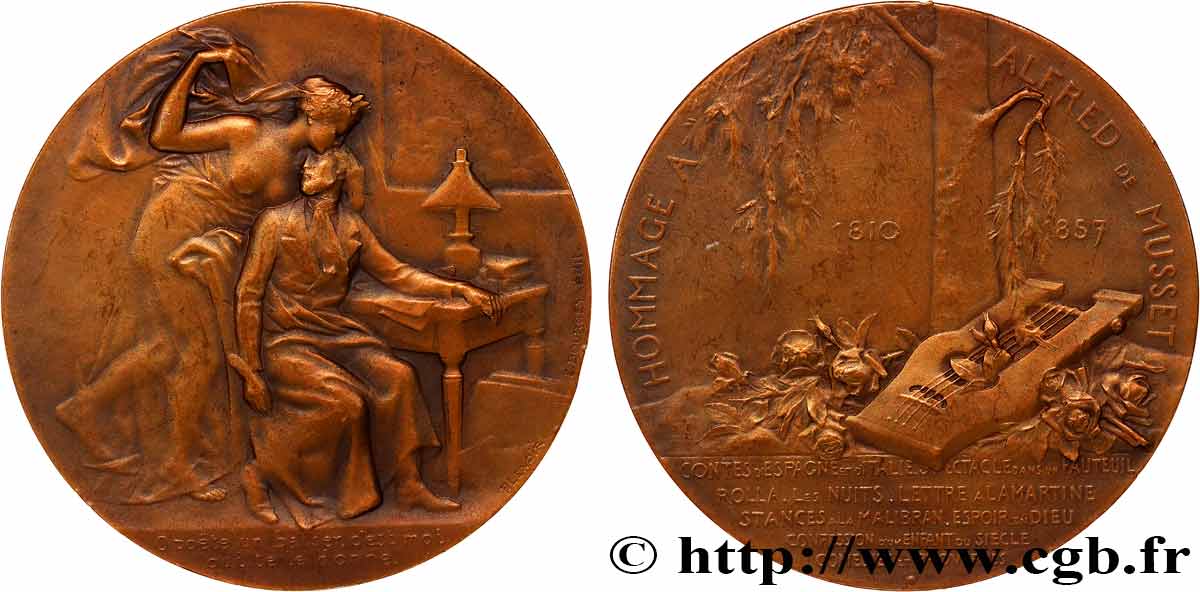 Littérature écrivains écrivaines Poètes Médaille Hommage à Alfred