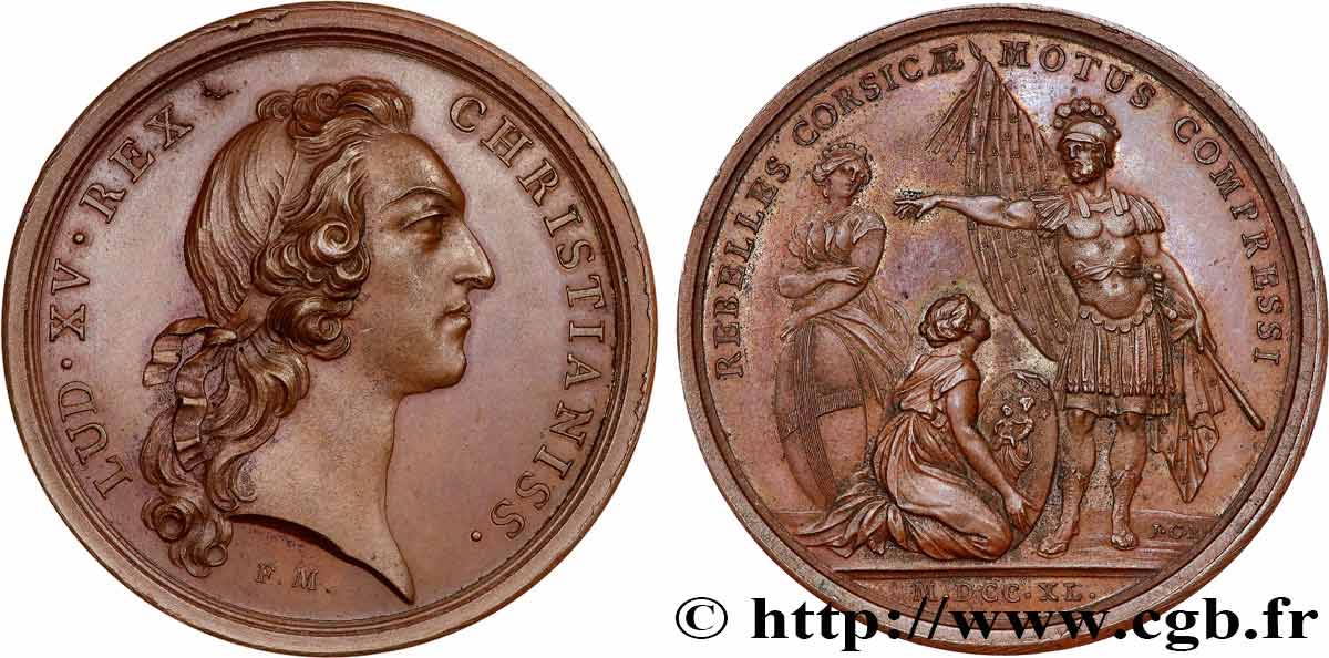 LOUIS XV THE BELOVED Médaille, Pacification de la Corse fme_781043 Medals