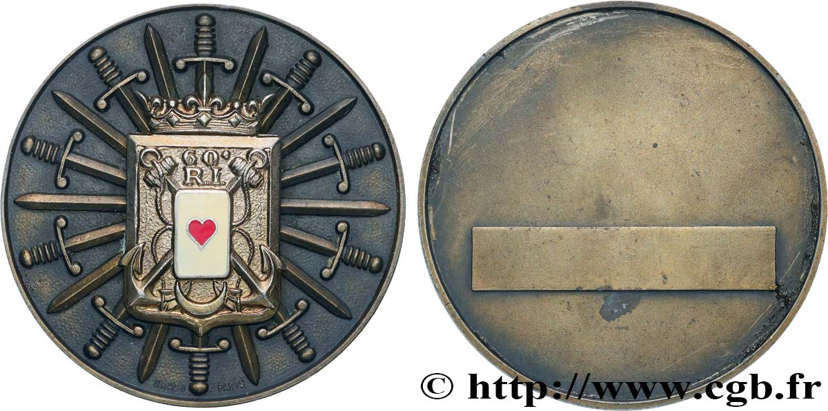 TROISIÈME RÉPUBLIQUE Médaille, 60e régiment d’infanterie fme_852893 ...