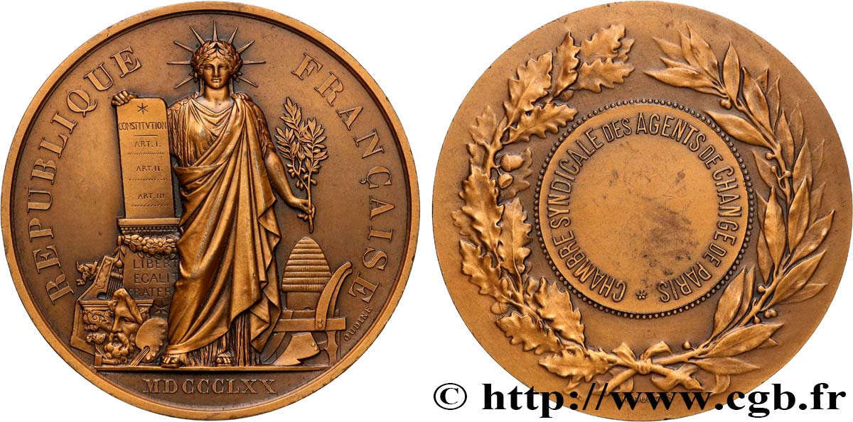 III REPUBLIC Médaille, Chambre syndicale des agents de change de Paris fme_860033 Medals