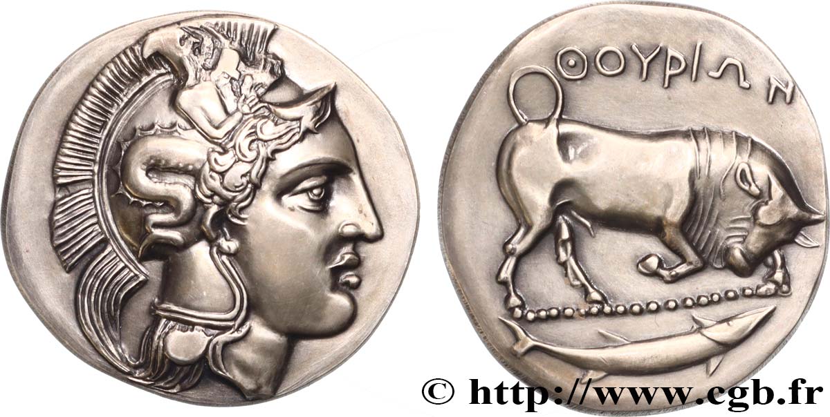 LUCANIE - THURIUM Médaille, Reproduction du Triobole de Thurium ...