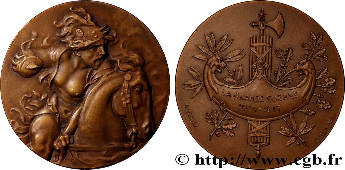 TROISIÈME RÉPUBLIQUE Médaille, La Grande Guerre 1914-1917 fme_870420 Médailles