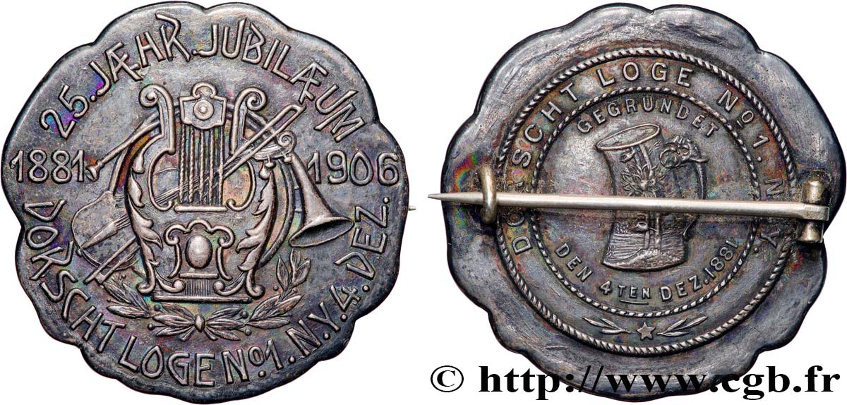 ALLEMAGNE Médaille, 25e anniversaire de la Loge n°1, Dorscht fme_873376 ...