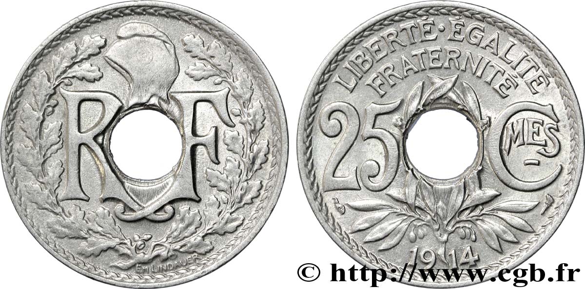 25 centimes Lindauer, Cmes souligné 1914 F.170/2 fmd_063269 Modern coins
