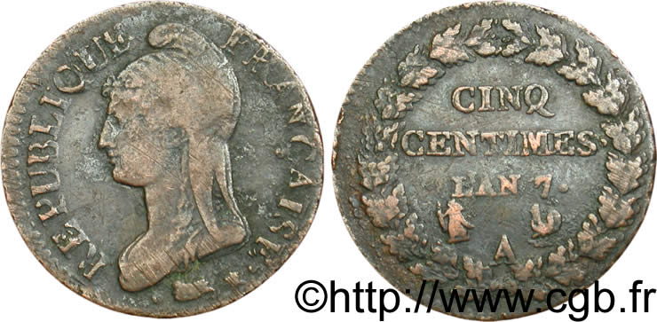 Cinq centimes Dupré, grand module 1799 Paris F.115/44 fmd_075024 Modernes