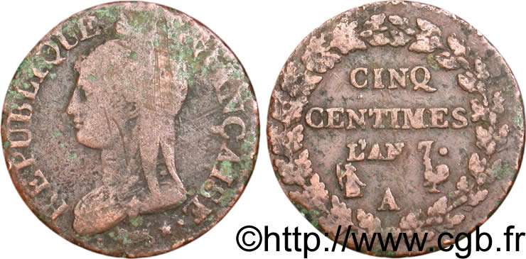 Cinq centimes Dupré, grand module 1799 Paris F.115/46 fmd_075039 Modernes