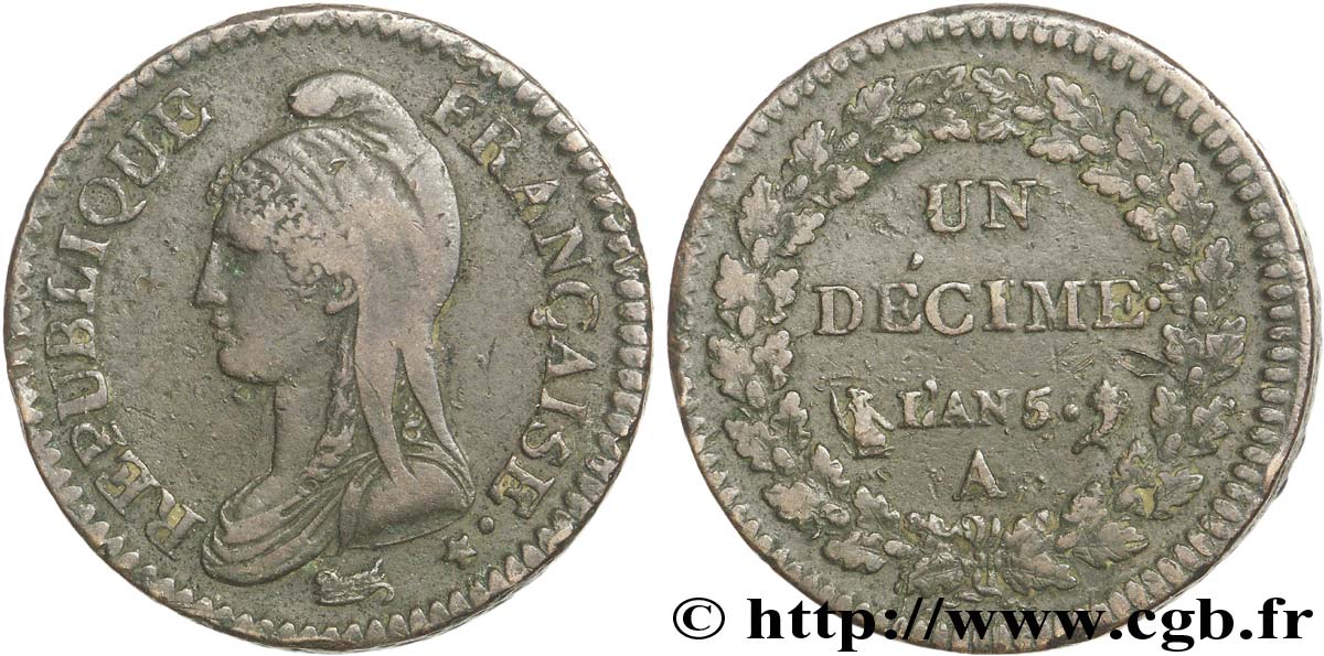 Un décime Dupré, grand module 1797 Paris F.129/1 fmd_147532 Modernes
