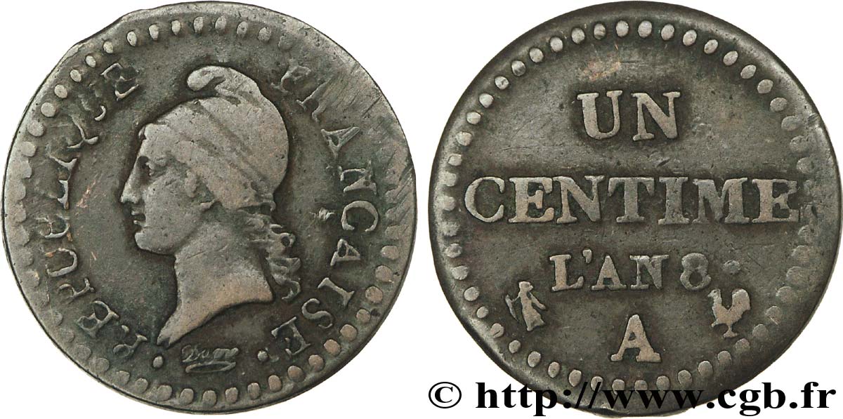 Un centime Dupré, axe à sept heures 1800 Paris F.100/24 fmd_151754 Modernes