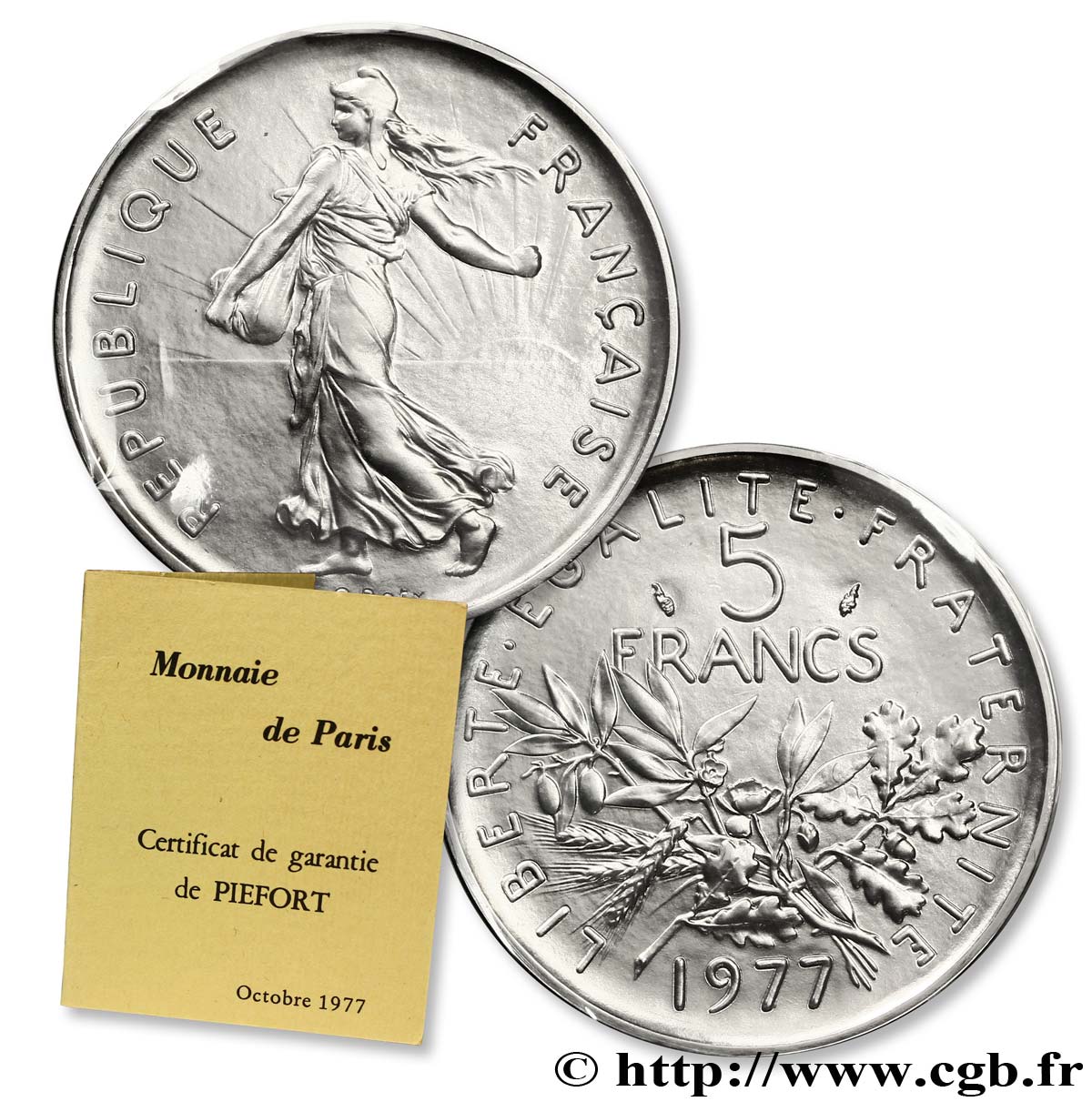 Piéfort Cu-Ni de 5 francs Semeuse, nickel 1977 Pessac F.341/9P fmd_285281 Modernes