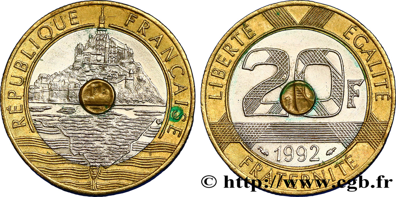 20 francs Mont Saint-Michel, 5 cannelures, V fermé 1992 Pessac F.403/2 ...