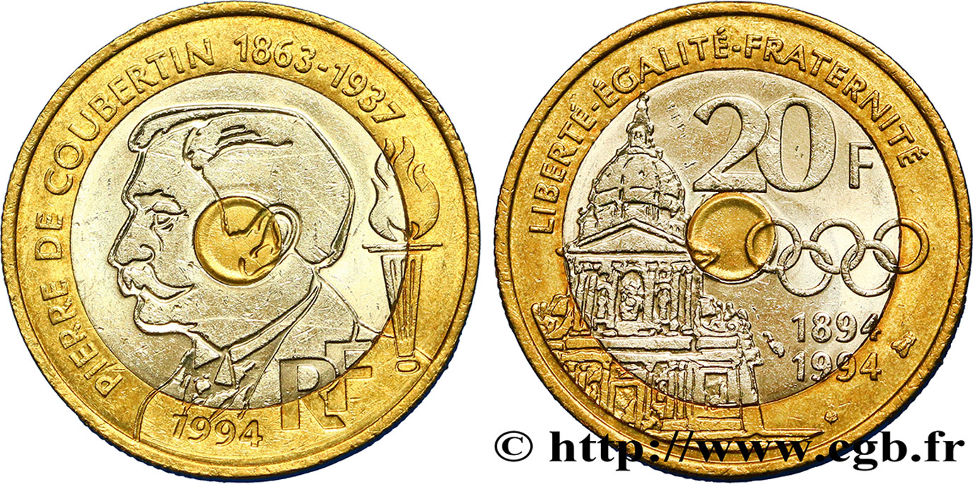 20 francs Pierre de Coubertin 1994 Pessac F.405/2 fmd_382591 Modern coins
