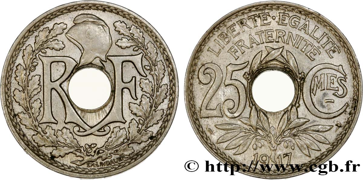 25 centimes Lindauer, Cmes souligné 1917 F.170/5 fmd_393681 Modern coins