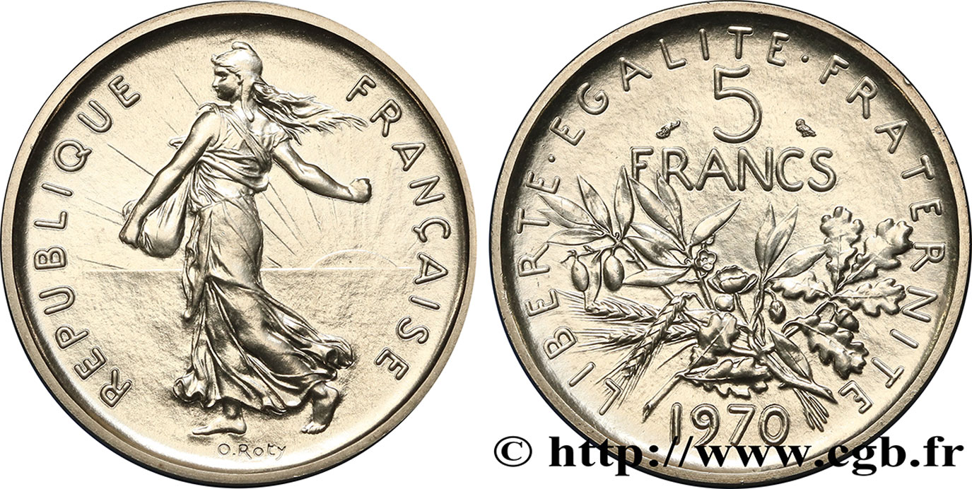 Piéfort argent de 5 francs Semeuse 1970 Paris F.341/2P fmd_410458 Modernes