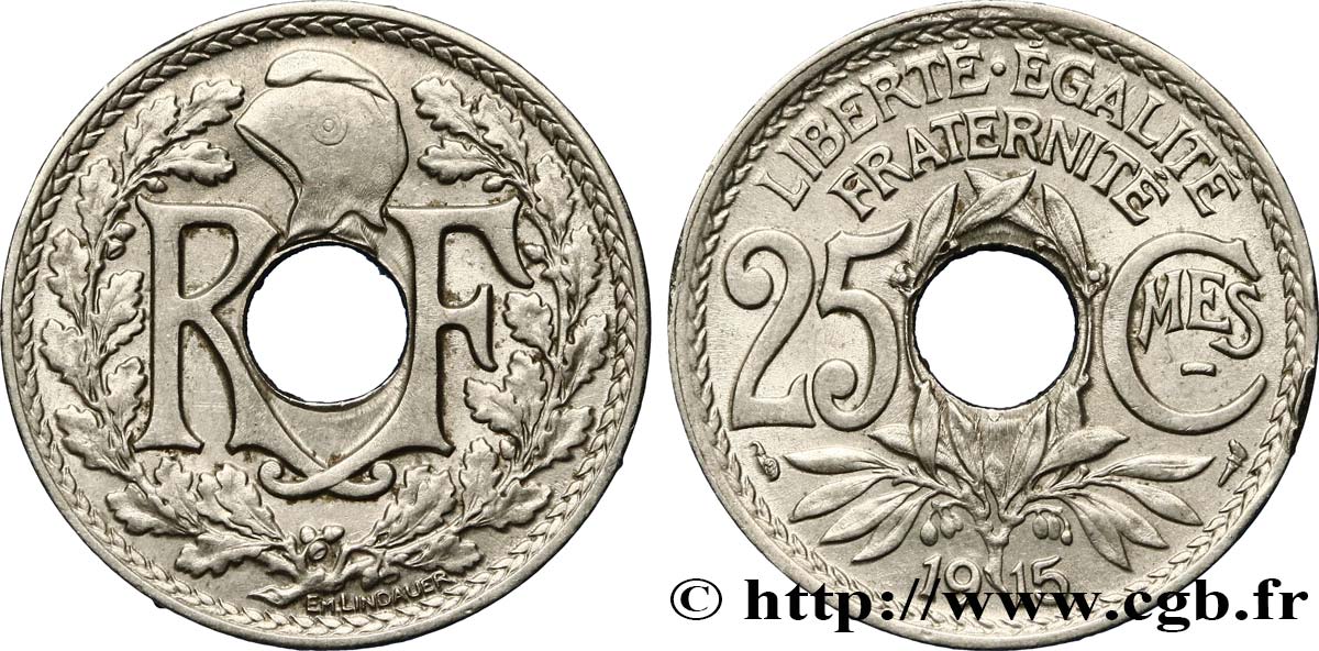 25 centimes Lindauer, Cmes souligné 1915 F.170/3 fmd_415883 Modern coins