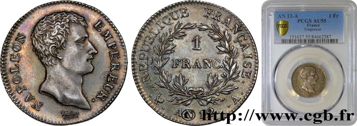 1 franc Napoléon Empereur, Calendrier révolutionnaire 1804 Paris F.201/ ...