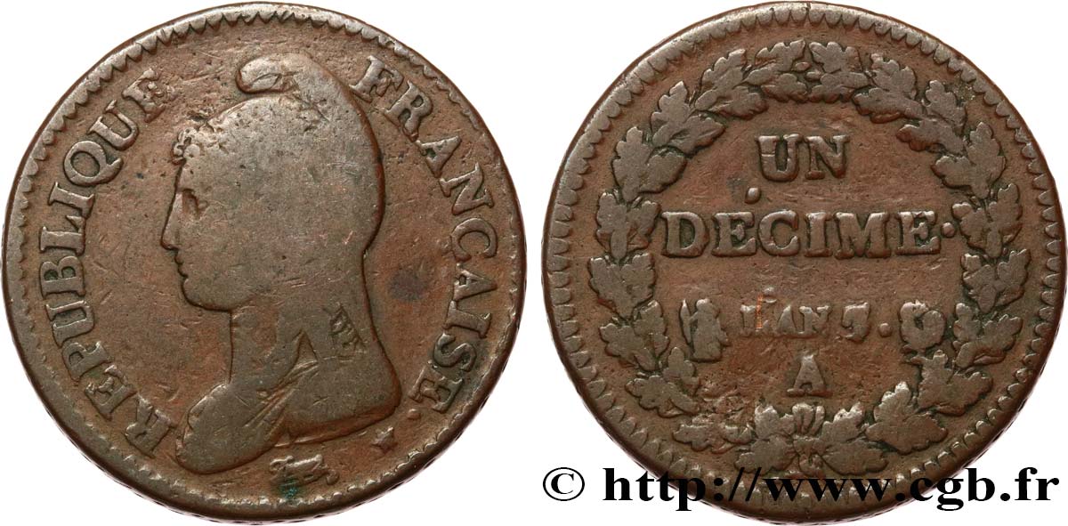 Un décime Dupré, grand module 1799 Paris F.129/24 fmd_651621 Modern coins