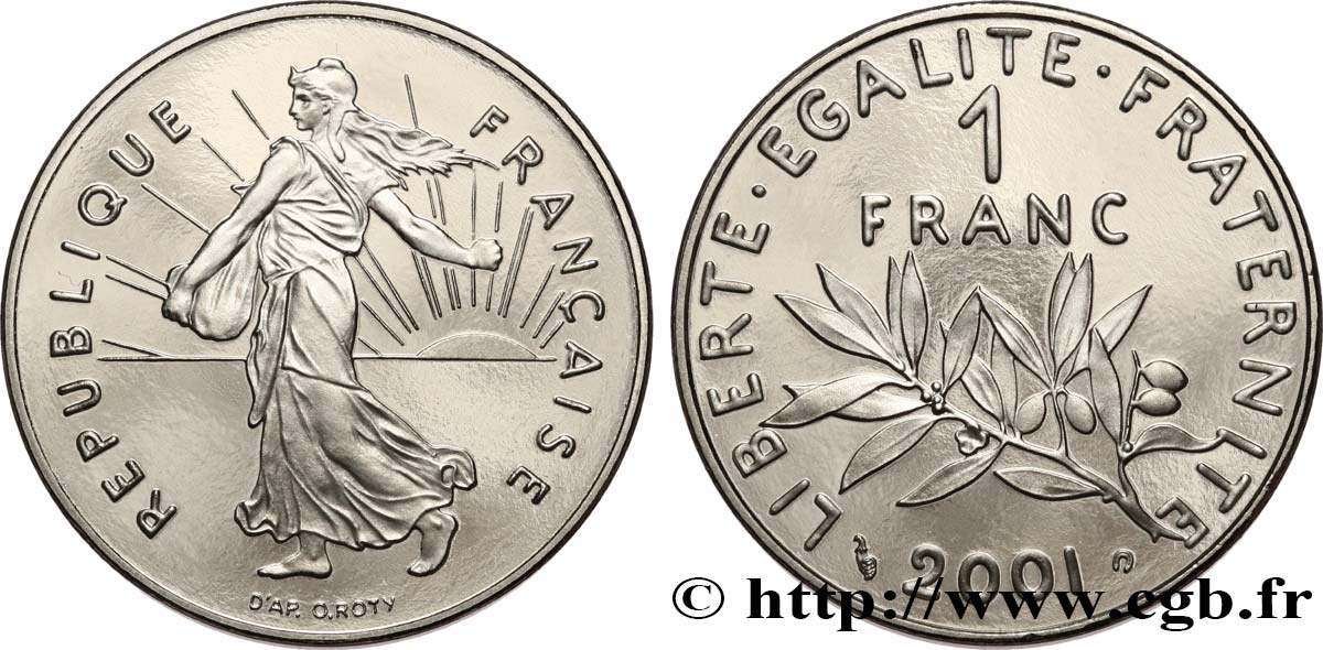 1 franc Semeuse, nickel, BE (Belle Épreuve) 2001 Pessac F.226/49 var. fmd_654160 Modernes