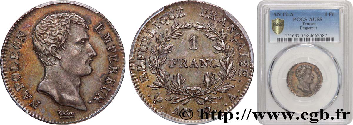 1 franc Napoléon Empereur, Calendrier révolutionnaire 1804 Paris F.201/ ...