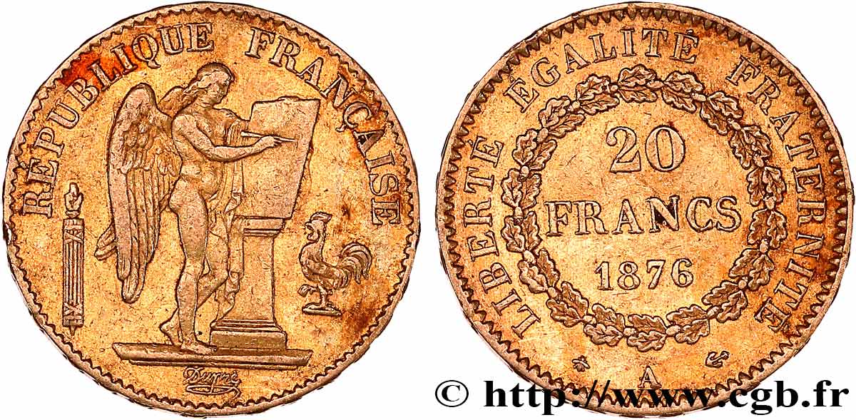 20 francs or Génie, Troisième République 1876 Paris F.533/4 fmd_767863 ...