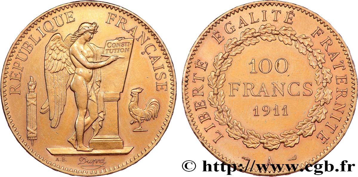 100 francs génie, tranche inscrite en relief liberté égalité fraternité ...