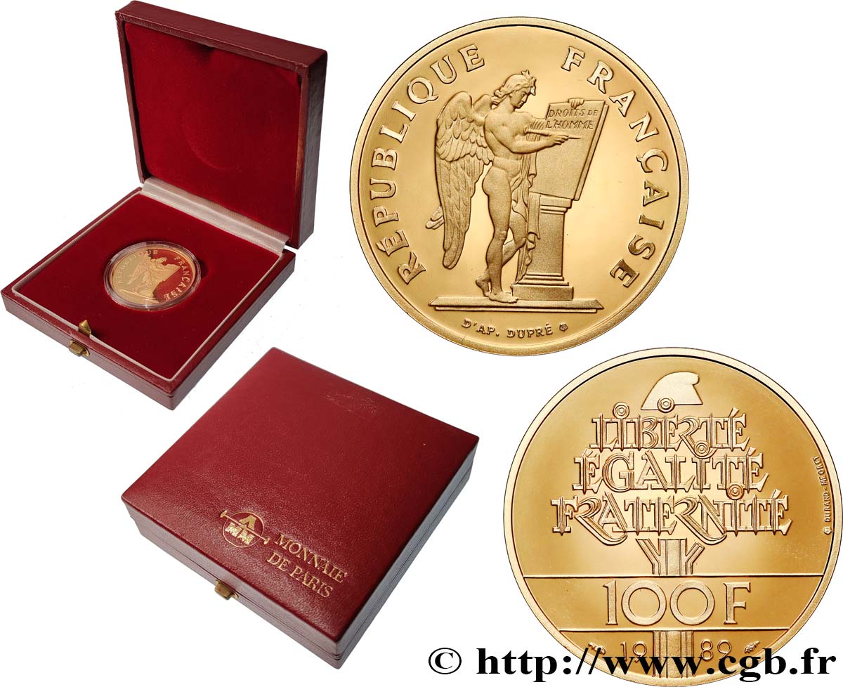Belle Épreuve Or 100 francs Droits de l'Homme 1989 F5.1605 1 fmd_798203 ...