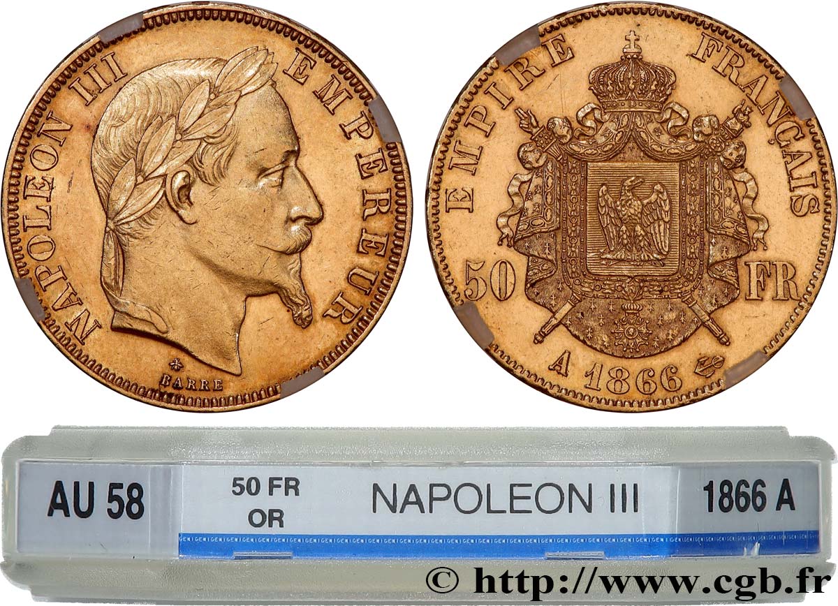 50 francs or Napoléon III, tête laurée 1866 Paris F.548/6 fmd_868839 ...