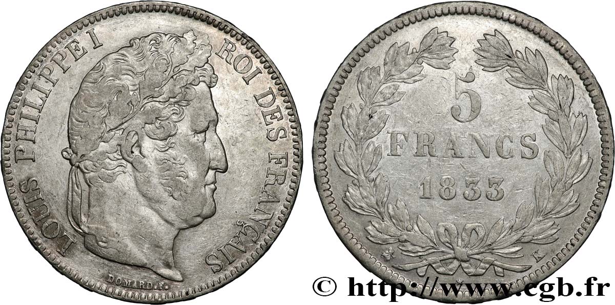 5 francs IIe type Domard 1833 Bordeaux F.324/21 fmd_871016 Modernes