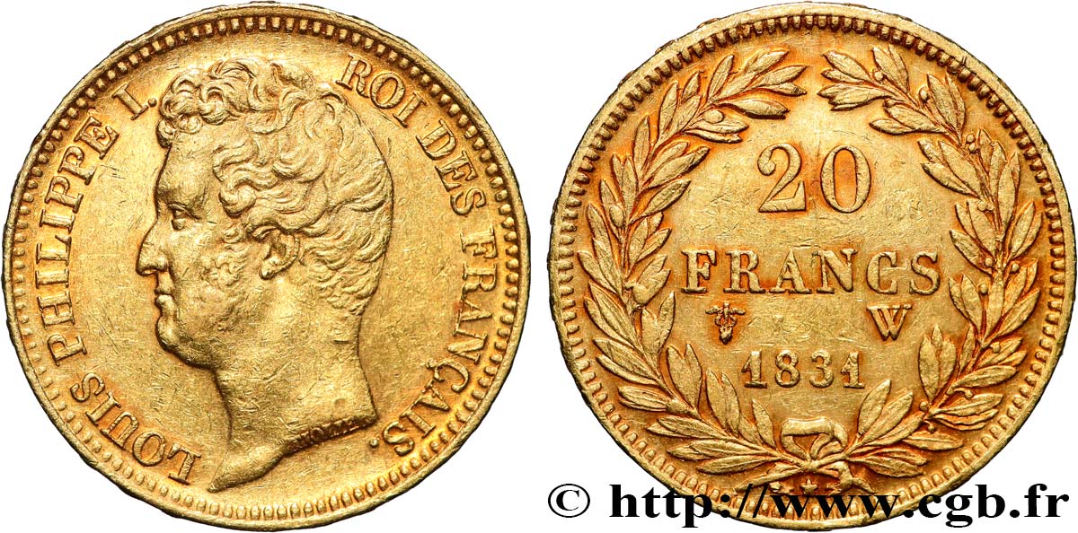 20 francs or Louis-Philippe, Tiolier, tranche inscrite en relief 1831 ...