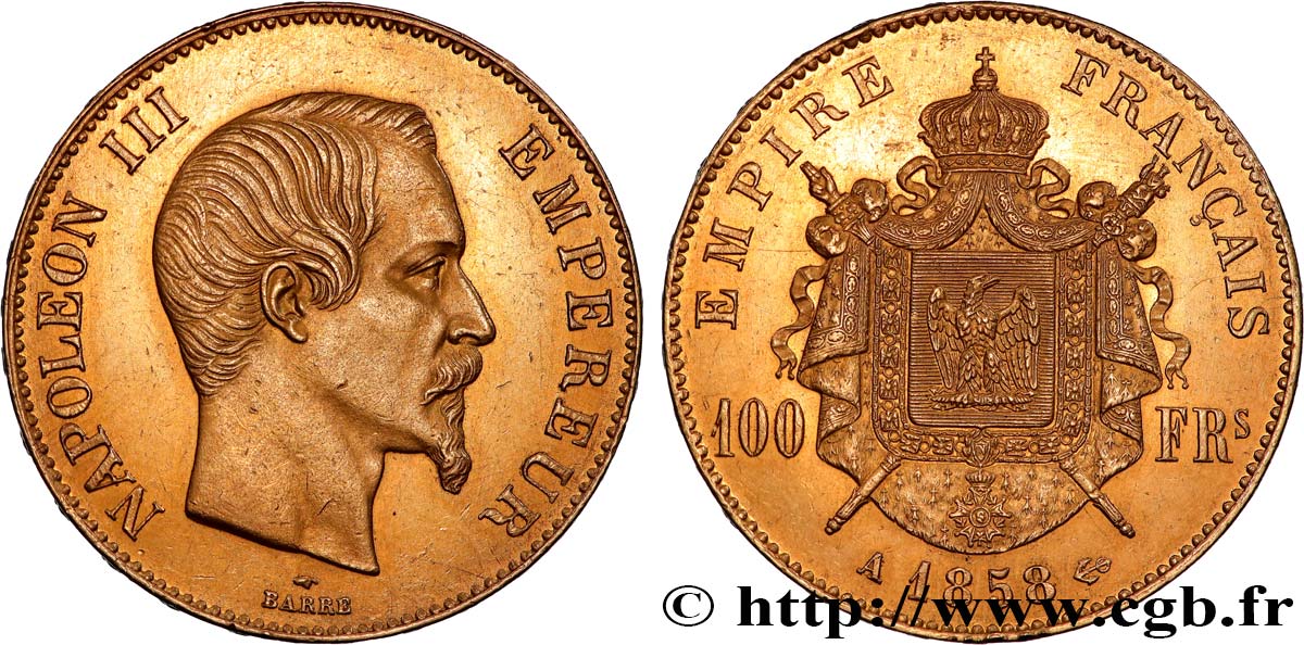 100 francs or Napoléon III tête nue 1858 Paris F.550/5 fmd_873633 ...