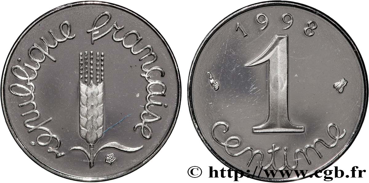 1 centime Épi, BE (Belle Épreuve) 1998 Pessac F.106/58 var. fmd_876579 ...