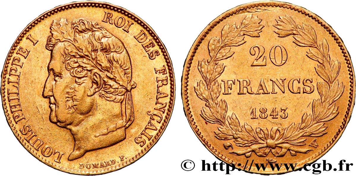20 francs Louis-Philippe, Domard 1843 Lille F.527/30 fmd_889978 Modernes