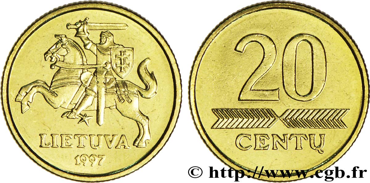LITUANIE 20 Centu chevalier Vitis 1997 fwo_155444 Monde