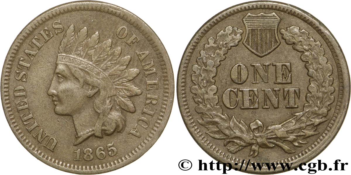 ÉTATS-UNIS D'AMÉRIQUE 1 Cent tête d’indien, 3e type 1865 fwo_176664 Monde