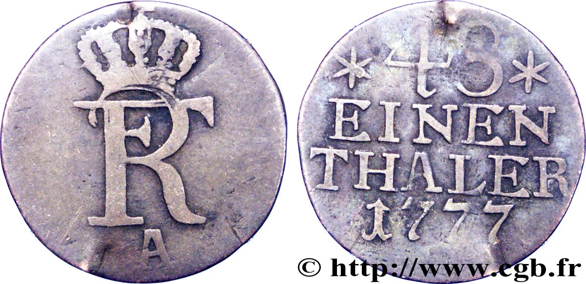 ALLEMAGNE - PRUSSE 1/48 Thaler Royaume de Prusse monogramme de Frédéric ...