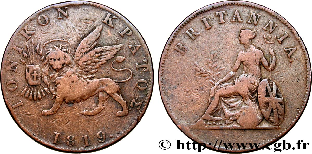 ÎLES IONIENNES 1 Obol lion ailé / Britannia 1819 fwo_449176 Monde