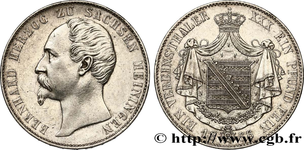 GERMANY - SAXONY-MEININGEN 1 Thaler Bernard II 1866 fwo_480548 World coins