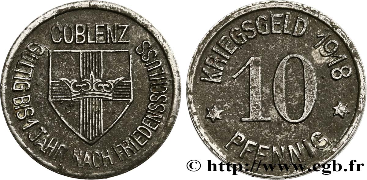 GERMANY - Notgeld 10 Pfennig Coblenz (Coblence) 1918 fwo_492771 World coins