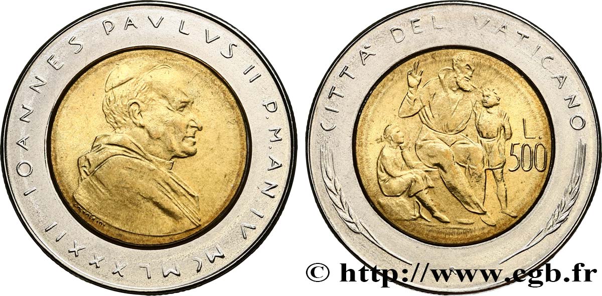 VATICAN AND PAPAL STATES 500 Lire Jean Paul II an IV / éducation 1982 ...