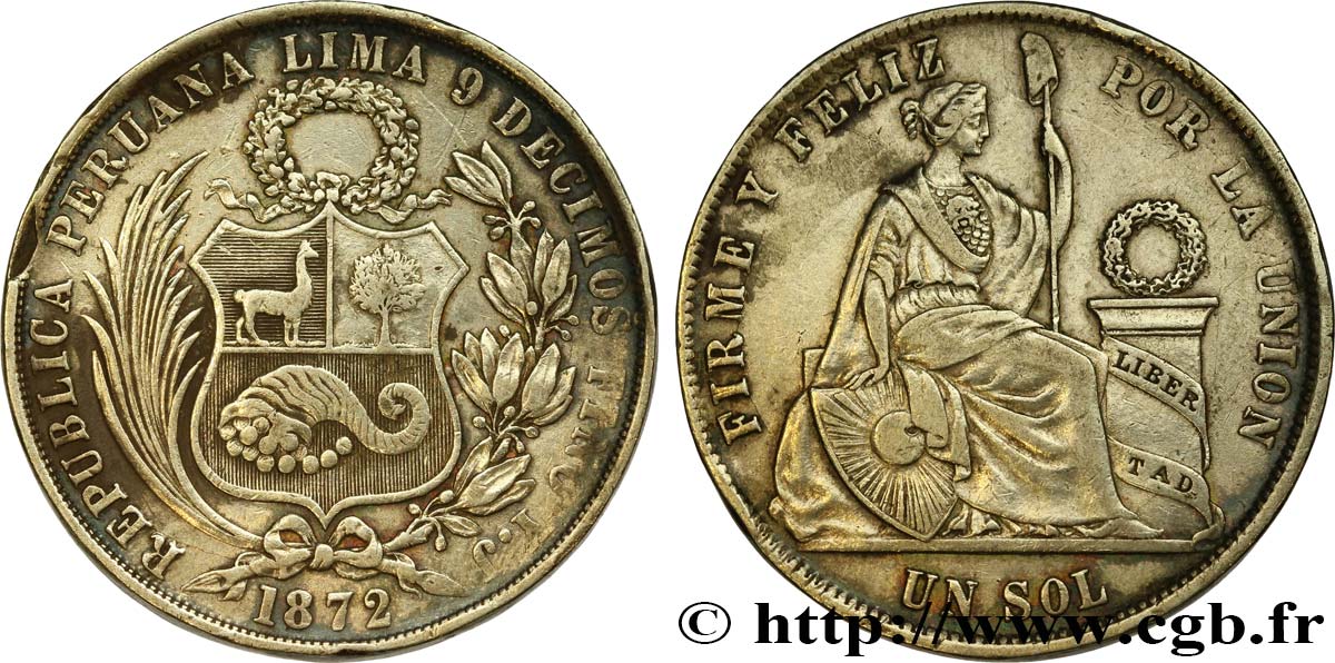 PÉROU 1 Sol “Liberté” assise 1872 Lima fwo_498598 Monde