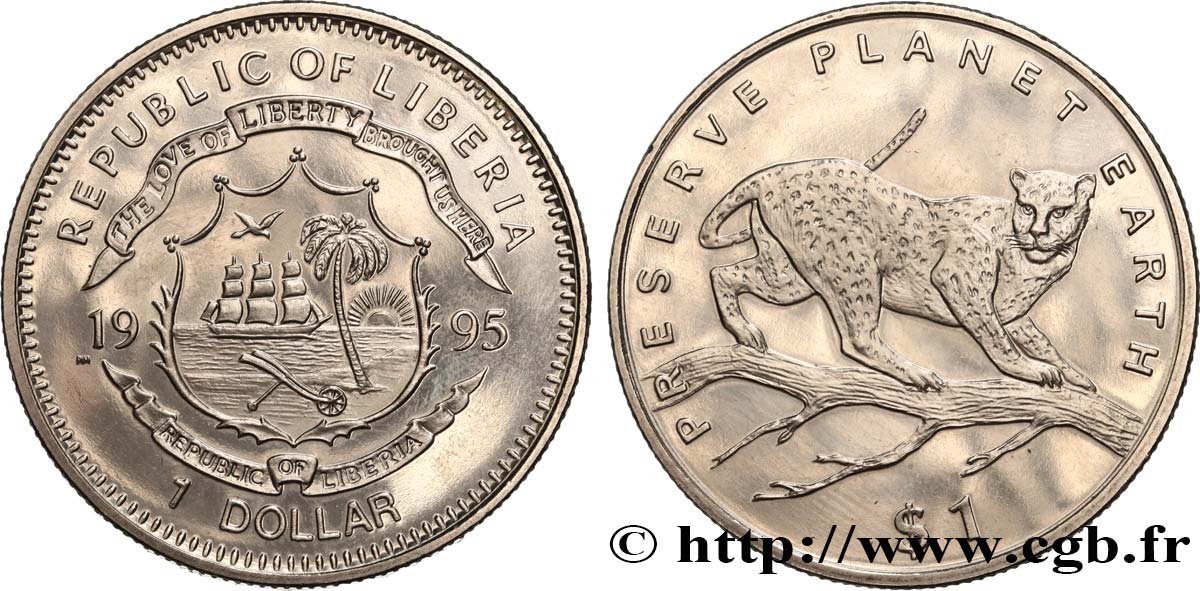 LIBERIA 1 Dollar Léopard 1995 fwo_506769 Monde