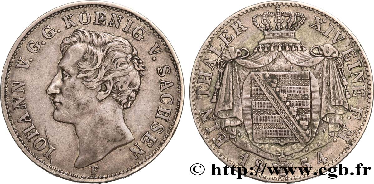 GERMANY - KINGDOM OF SAXONY - JOHN Thaler 1854 Dresde fwo_522088 World ...