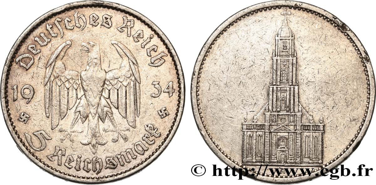 ALLEMAGNE 5 Reichsmark église de la garnison de Potsdam 1934 Berlin fwo_522891 Monde